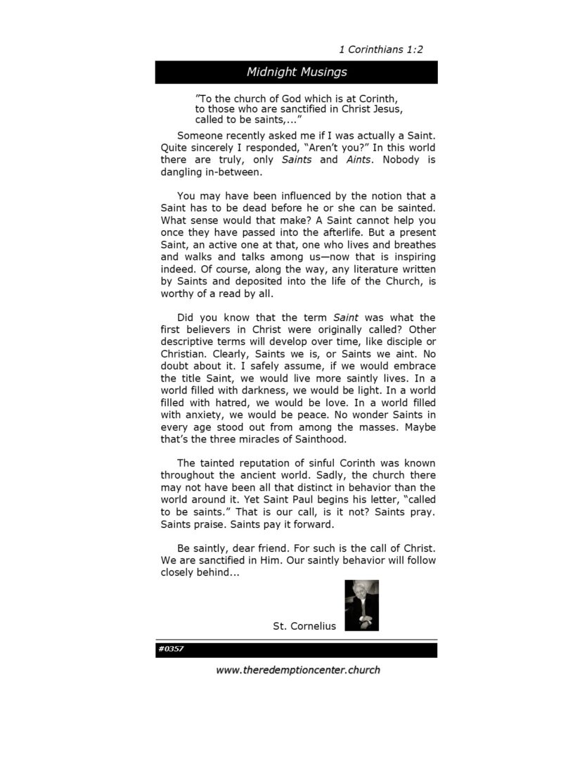 Saints or Aints - 1 Corinthians 1:2 - The Redemption Center Church